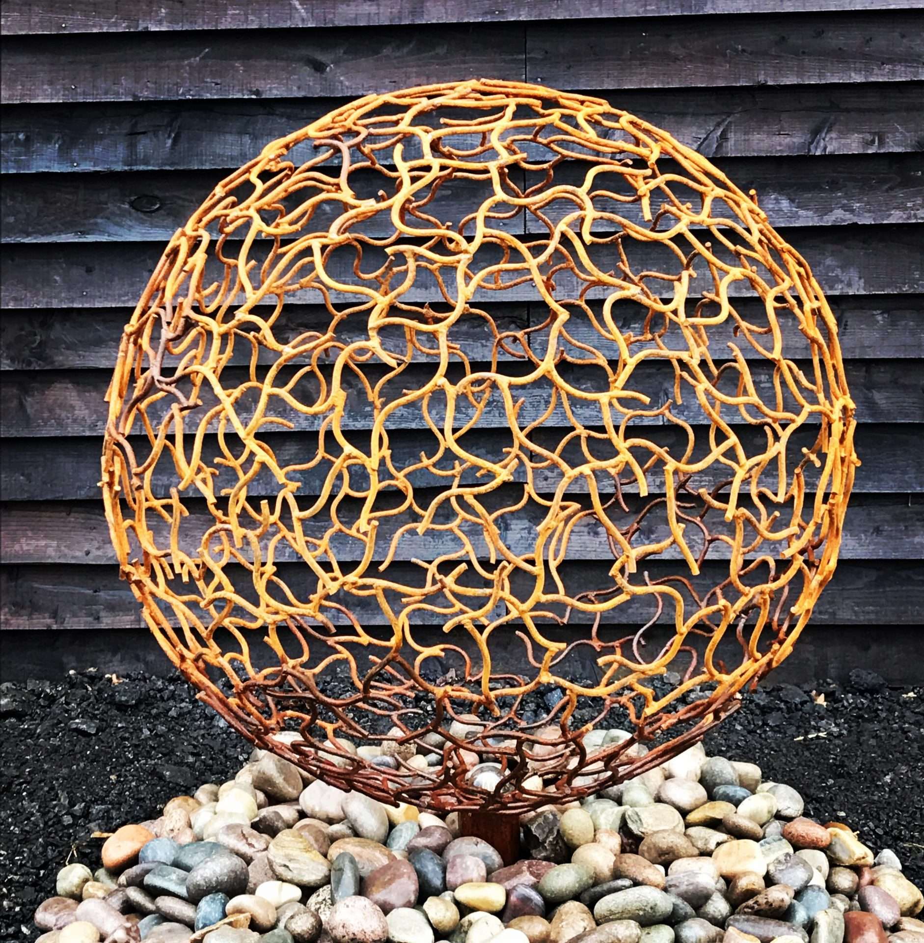 Organic Oxidised Rustic Sphere Sculpture - Charles Elliott Sculpture