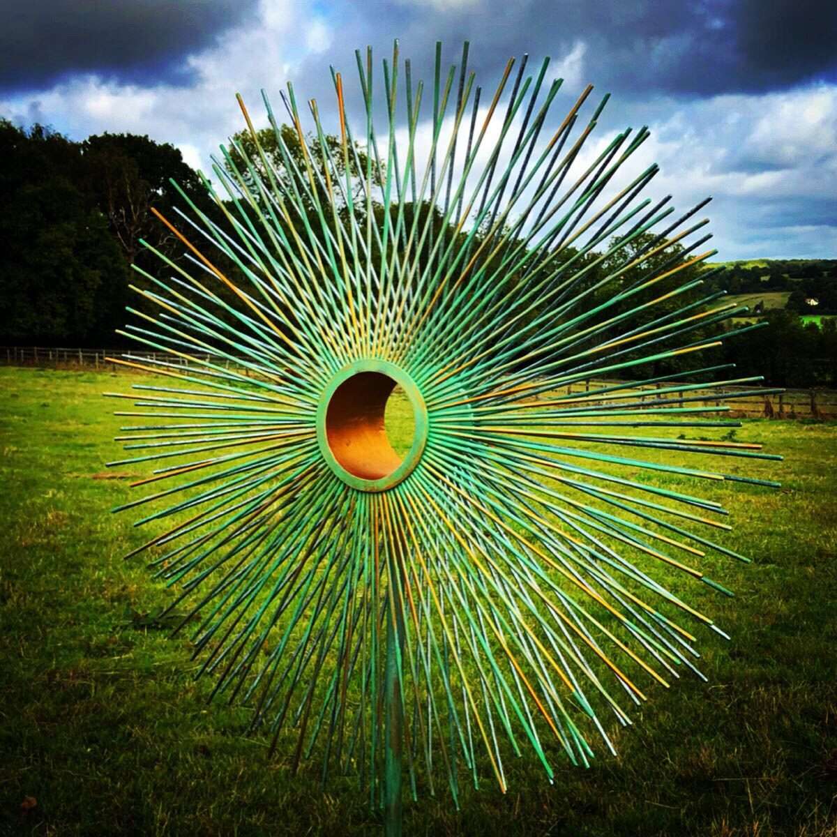Verdigris & Gold Peacock Sculpture - Charles Elliott Sculpture